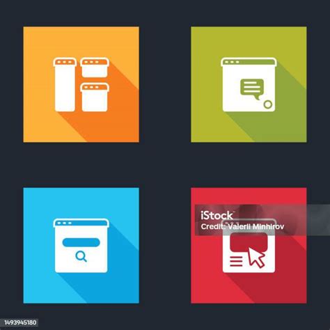 브라우저 창 새 채팅 메시지 알림 검색 엔진 및 Ui 또는 Ux 디자인 아이콘을 설정합니다 벡터 Brand Name Online Messaging Platform에 대한