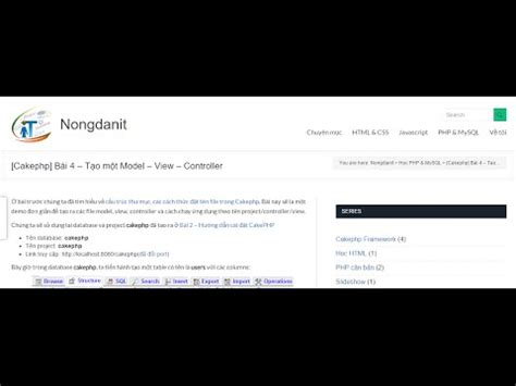 Tạo một Model View Controller trong Cakephp YouTube