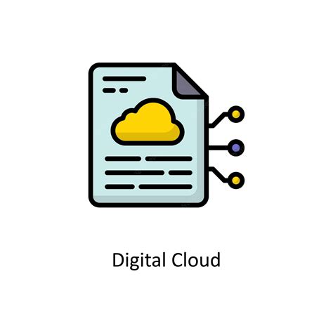 Premium Vector Digital Cloud Vector Filled Outline Icon Design