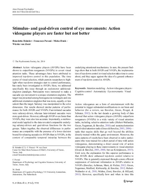 Pdf Stimulus And Goal Driven Control Of Eye Movements Action