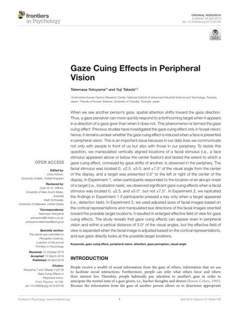 Pdf Gaze Cuing Effects In Peripheral Vision