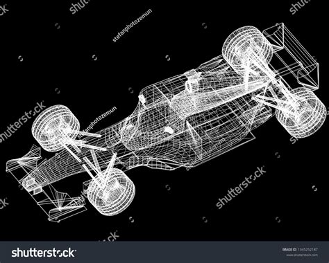 Sport Race Car Blueprint 3d Renderings Stock Illustration 1345252187