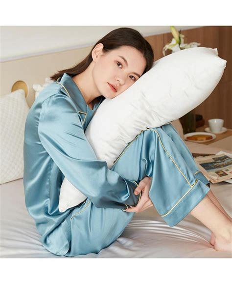 Lilysilk Womens 22mm Gold Piping Silk Pajamas Set Macys