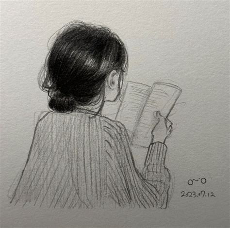 Girl Reading Book Drawing