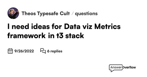 I Need Ideas For Data Viz And Metrics Framework In T3 Stack Theos Typesafe Cult