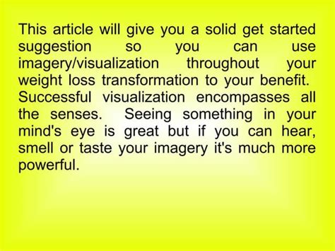 Weight Loss Transformation Through Visulization