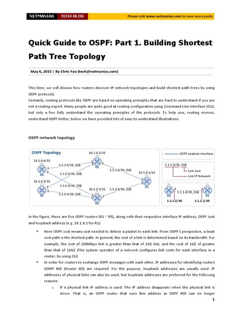 Quick Guide To Ospf Part 1 Building Shortest Path Tree Topology Pdf