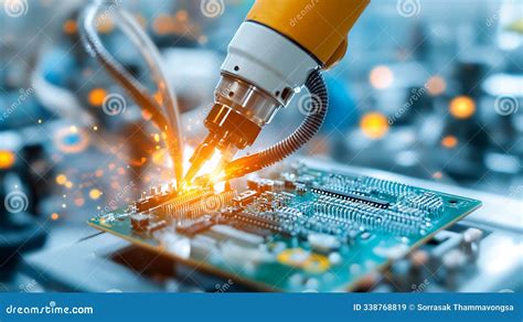 Automatic Robot For Print Circuit Board Pcbassembly Machine During Soldering Or Welding Part