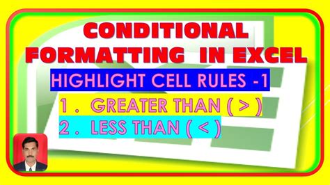 Ms Excel Conditional Formatting Highlight Cell Rules Youtube