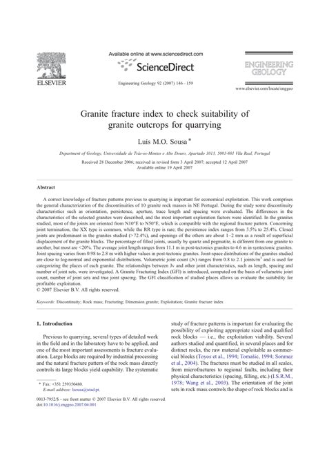 Pdf Granite Fracture Index To Check Suitability Of Granite Outcrops