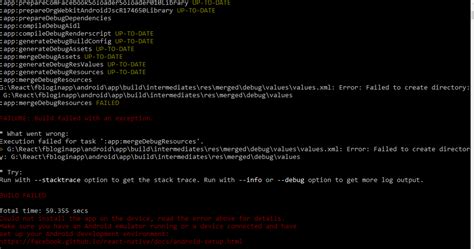 React Native Failed To Create Directory Project Android App Build Intermediates Res Merged