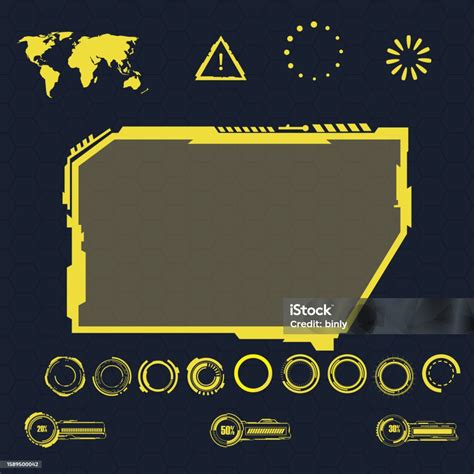 디지털 인터페이스 Hud 요소 세트 팩 사용자 인터페이스 프레임 화면 설명선 제목 Fui 서클 세트 로딩 바 대시보드 현실 기술 화면 벡터 0명에 대한 스톡 벡터 아트 및