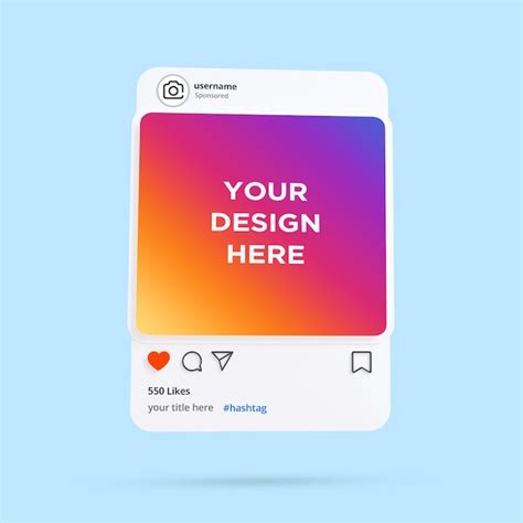 3d 인스 타 그램 프레임 템플릿 소셜 미디어 게시물 모형 프리미엄 Psd 파일