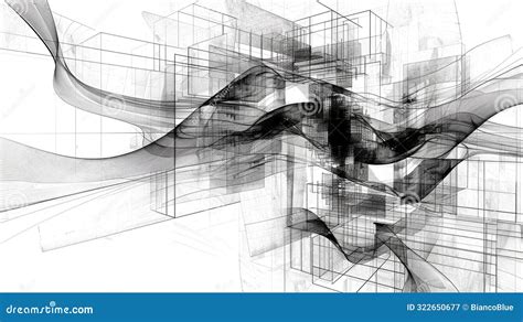 Black And White Abstract Geometric Structure Concept Of Architecture Aig53f Stock Image