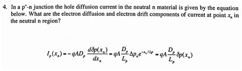 Solved In A P N Junction The Hole Diffusion Current In Chegg Com
