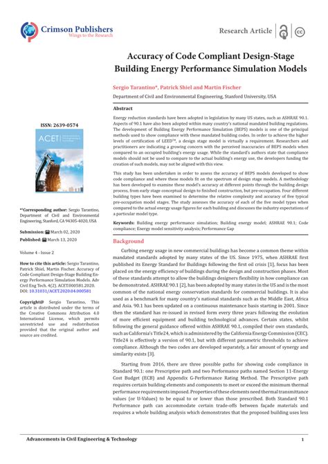 Pdf Accuracy Of Code Compliant Design Stage Building Energy Performance Simulation Models