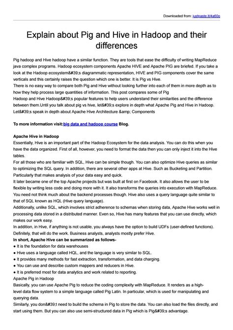 Explain About Pig And Hive In Hadoop And Their Differences By