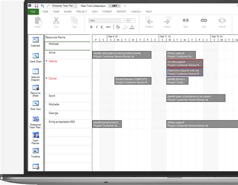 team scheduling project plan 365