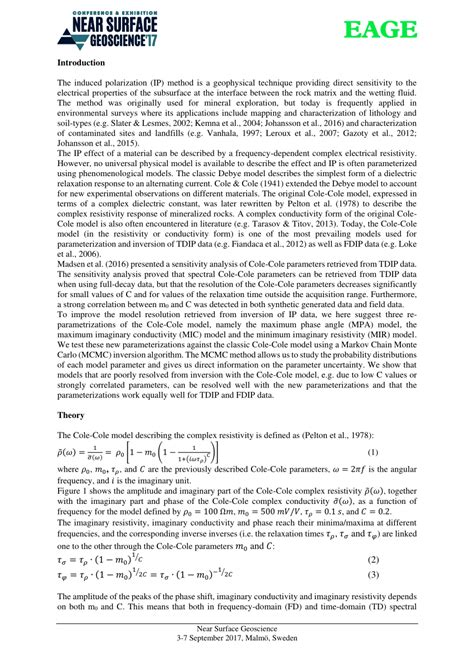 Pdf Re Parameterization Of The Cole Cole Model For Improved Spectral Inversion Of Induced