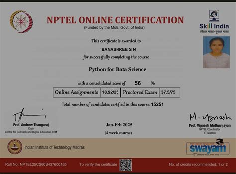 Python Datascience Nptel Iitmadras Swayam Skillindia Bana Shree
