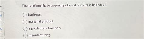 Solved The Relationship Between Inputs And Outputs Is Known