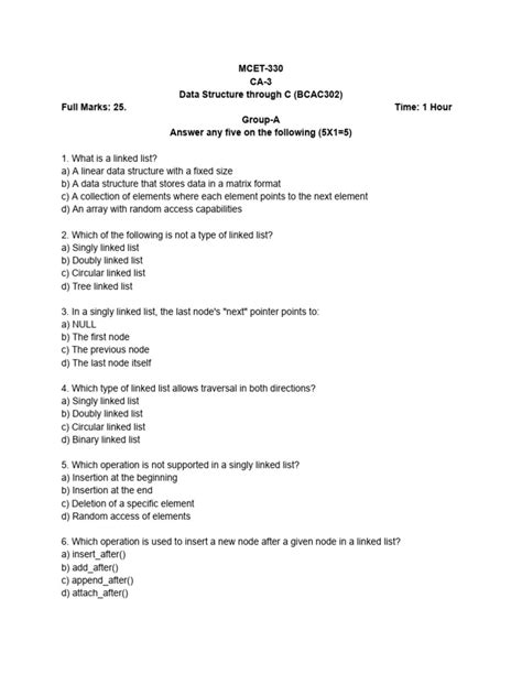 Ca 3 Data Structure Through C Bcac302 Pdf