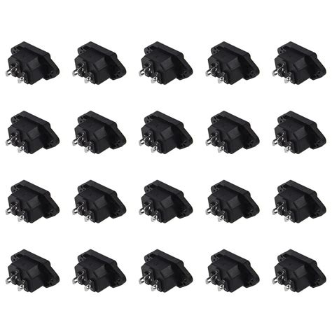 20X IEC 320 C14 Male Plug 3 Pins PCB Panel Power Inlet Socket Connector Walmart Com