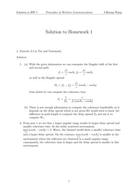 Pdf Solution To Homework 1 Twhomeworks