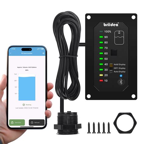 Briidea Bluetooth Rv Water Tank Level Sensor Monitor Indicator With App And Led Display Precise