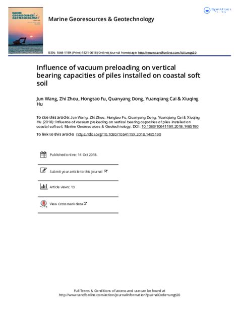 Pdf Influence Of Vacuum Preloading On Vertical Bearing Capacities Of