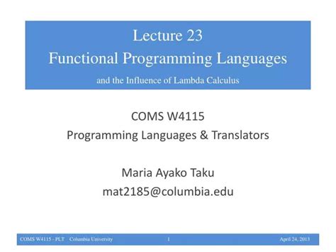 PPT COMS W4115 Programming Languages Translators Maria Ayako Taku