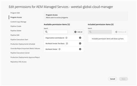Custom Permissions Adobe Experience Manager