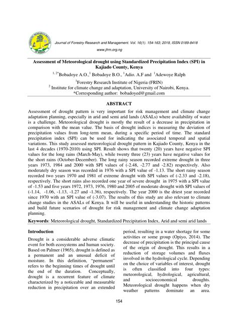 Pdf Assessment Of Meteorological Drought Using Standardized