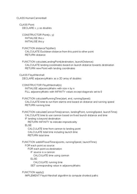 Lab10 Pseudocode Class Humancannonball Class Point Declare X Y As