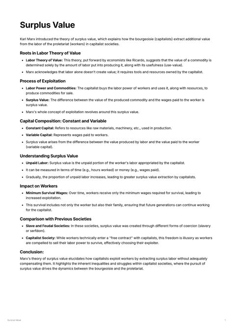 Surplus Value Roots In Labor Theory Of Value Labor Theory Of Value