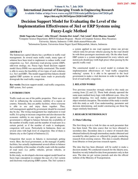 Pdf Decision Support Model For Evaluating The Level Of The Implementation Effectiveness Of