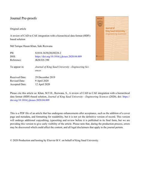 pdf a review of cad to cae integration with a hierarchical data