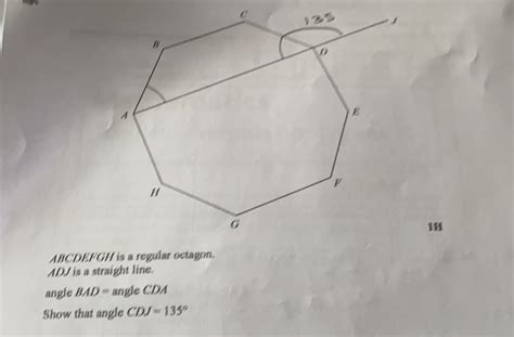 Solved Abcdefgh Is A Regular Octagon Adj Is A Straight Line Angie