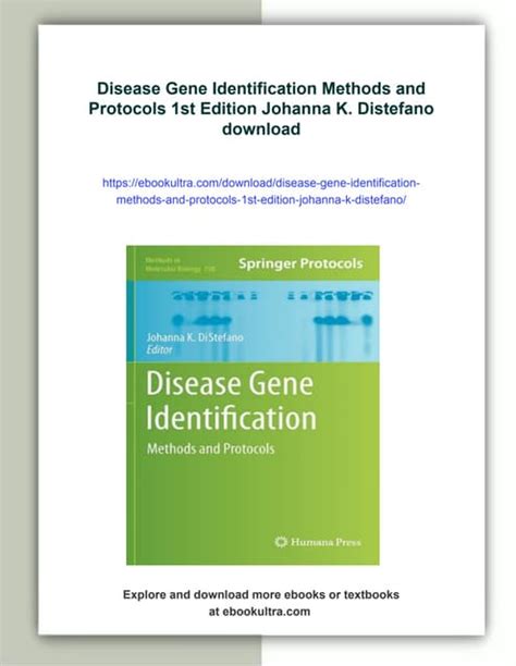 Disease Gene Identification Methods And Protocols 1st Edition Johanna K Distefano Pdf