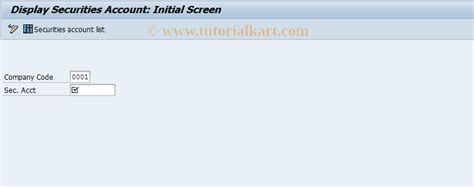 FW SAP Tcode Display Securities Account Transaction Code