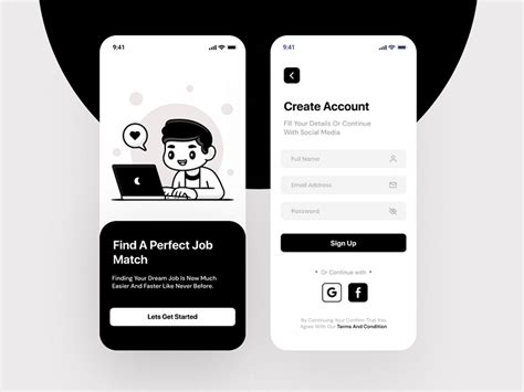 Monochrome Mobile Register App Ui Design By Mohammad Mosharrof Hossain