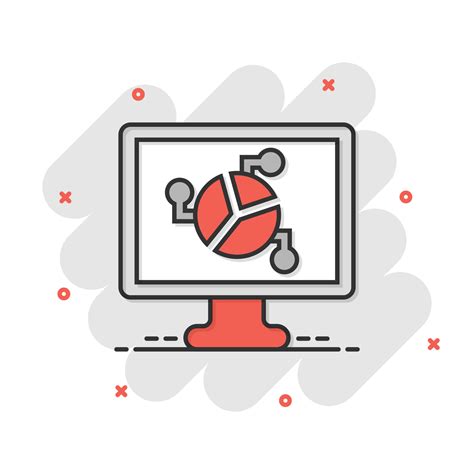 Analytic Monitor Icon In Comic Style Diagram Vector Cartoon