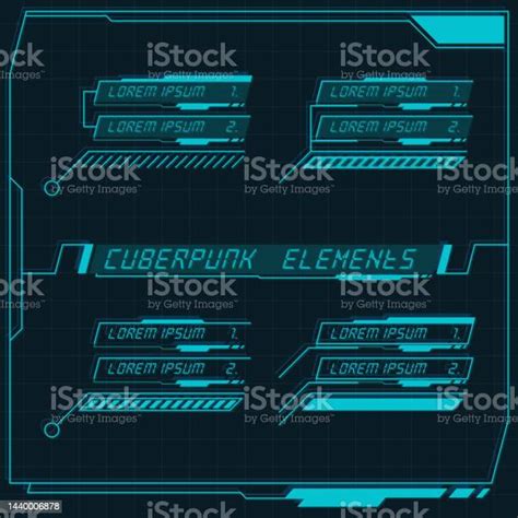 Scifi Futuristic Control Panel Collection Of Hud Elements Gui Vr Ui Design Cyberpunk Retro Style