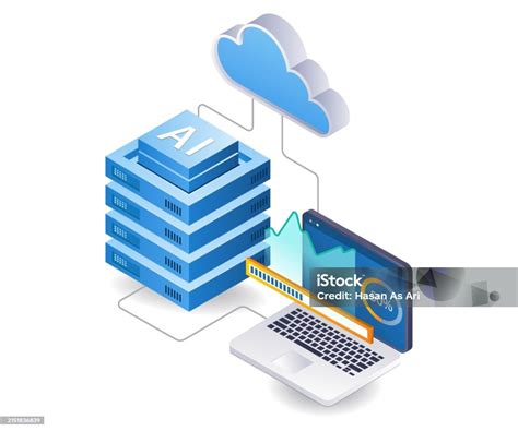 Ai 클라우드 서버 분석가 인포 그래픽 3d 일러스트 평면 등각 투영 3차원 형태에 대한 스톡 벡터 아트 및 기타 이미지 3차원 형태 경영자 과학 Istock