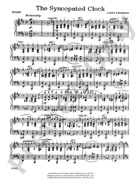 The Syncopated Clock Piano Accompaniment Piano Accompaniment Part