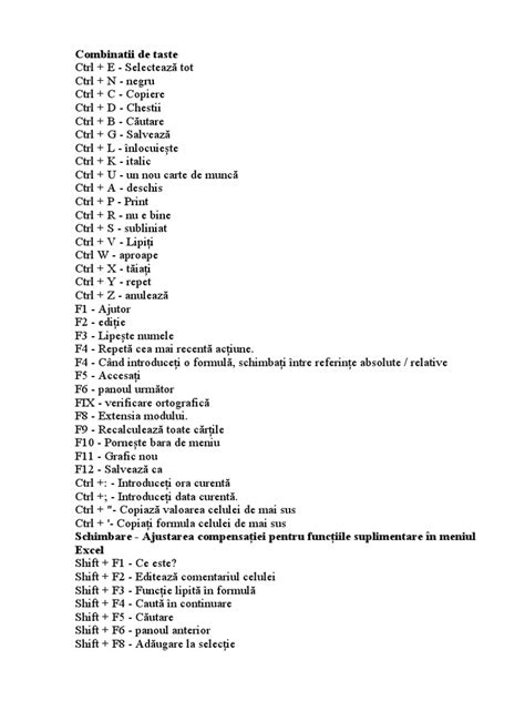 Combinatii Taste Pdf