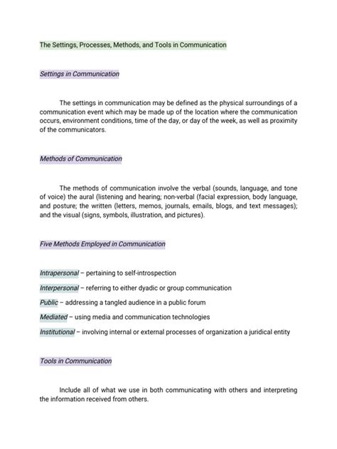 Settings In Communication Pdf