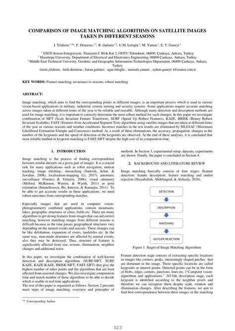 PDF COMPARISON OF IMAGE MATCHING ALGORITHMS ON SATELLITE IMAGES TAKEN IN DIFFERENT SEASONS