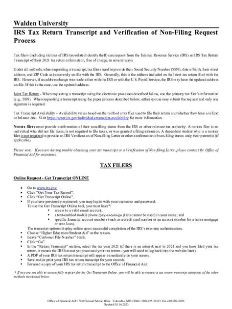 Fillable Online 2016 2017 Irs Tax Return Transcript Request Process Revised Fax Email Print