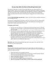 Rate Of Dissolving Lab 1 Doc Factors That Affect The Rate Of Dissolving Solutes Lab The